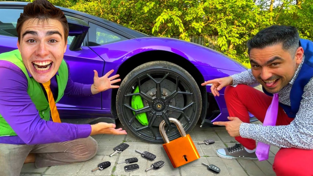 Mr. Joker Put Lock on Wheel VS Mr. Joe on Lamborghini for Kids - YouTube