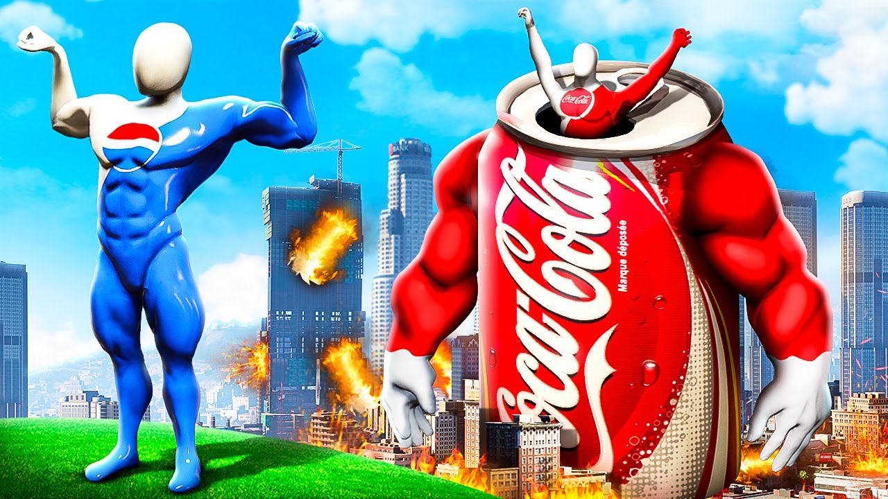 PEPSI MAN Vs GIANT COKE CAN In GTA 5 - YouTube