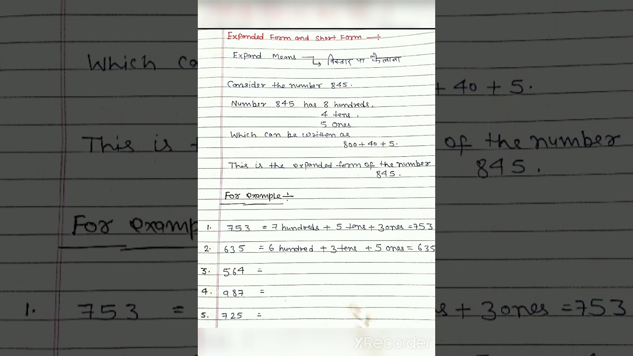 Expanded form and short form - YouTube