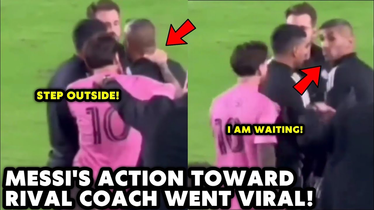 NO WAY 😳 Lionel Messi in hot water after grabbing rival coach around ...
