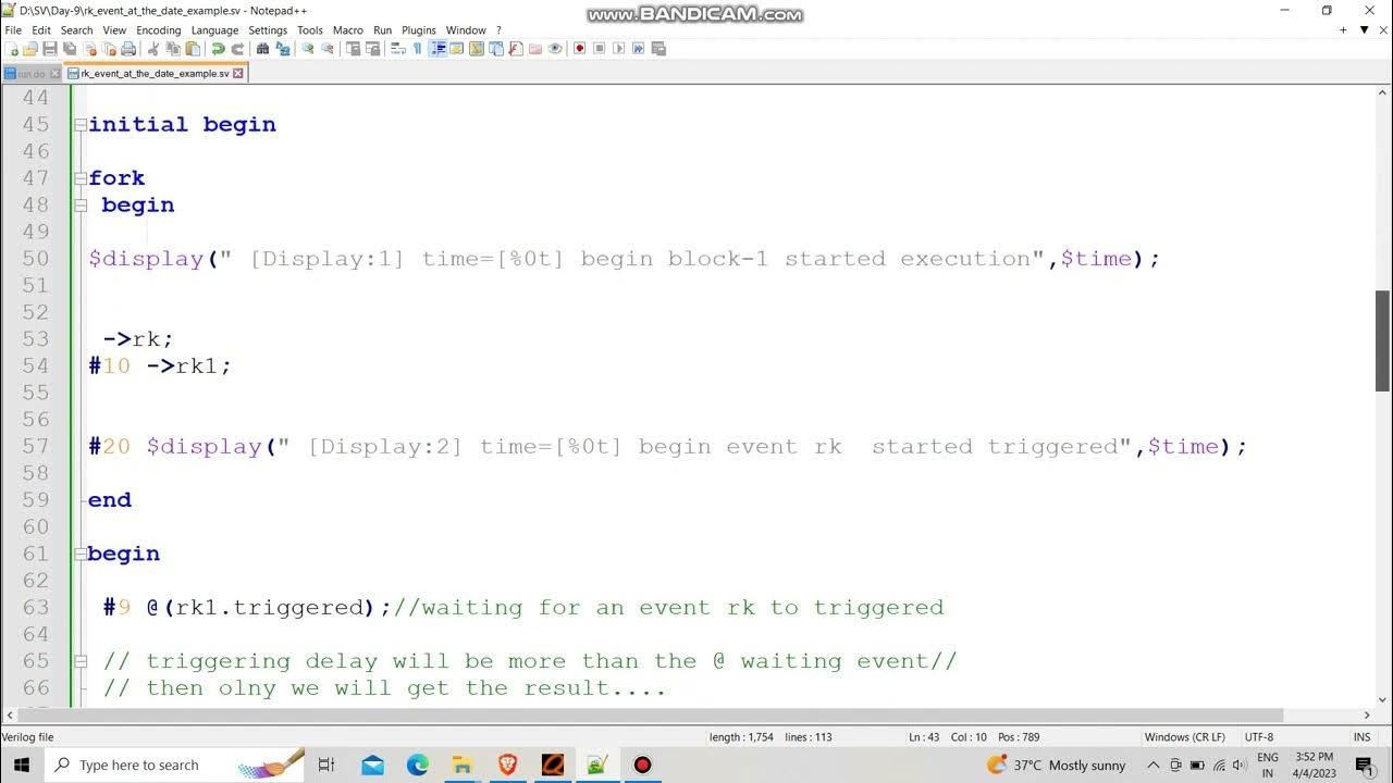 interprocess communication waiting for an event using @ operator code in system verilog - YouTube