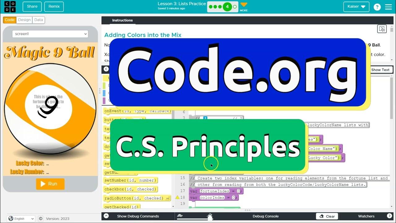 Code.org Lesson 3.4B Lists Practice | Tutorial with Answers | Unit 6 C ...