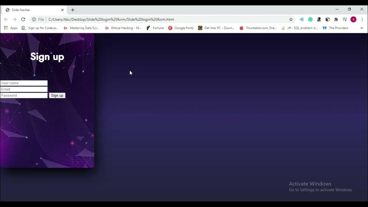 Awesome Sign in & Sign Up Form Sliding up & Down Create Sliding Login & Sign up Form In Html ...