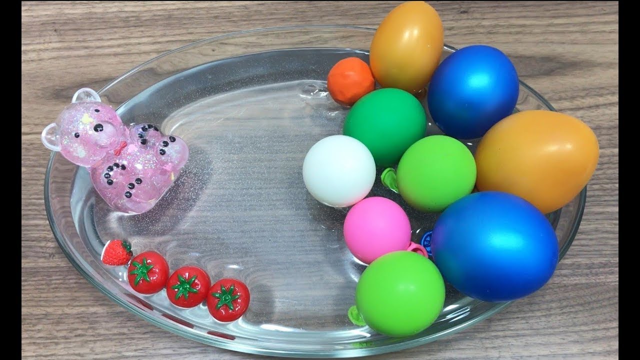 Mixing Random Things Into Clear Slime With Balloons - Most Satisfying ...