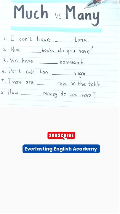Much vs Many 📝 #english #englishgrammar #grammar #shorts #learning # ...