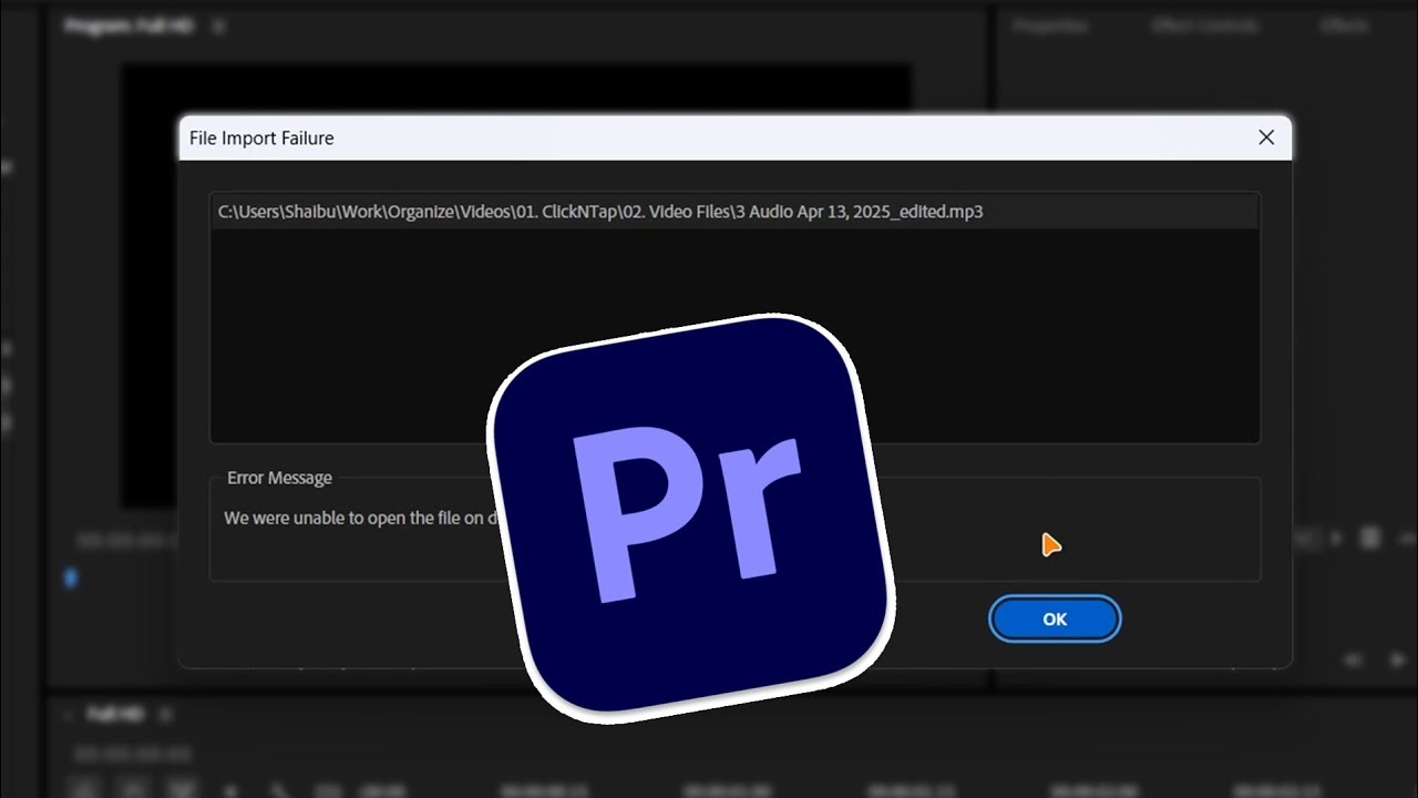 How to Fix Premiere Pro Audio/MP3 File Import Failure Error - YouTube