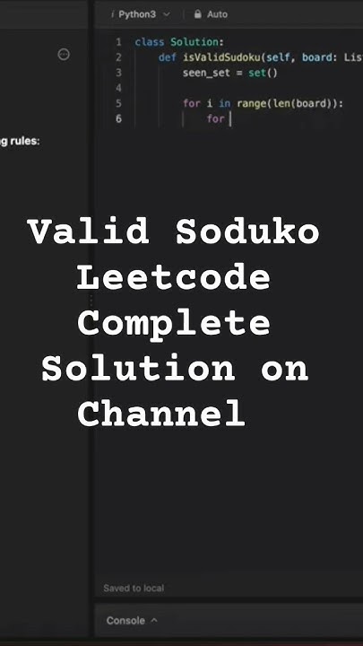 Valid Sudoku Leetcode Solution #leetcode #interview #coding #python - YouTube