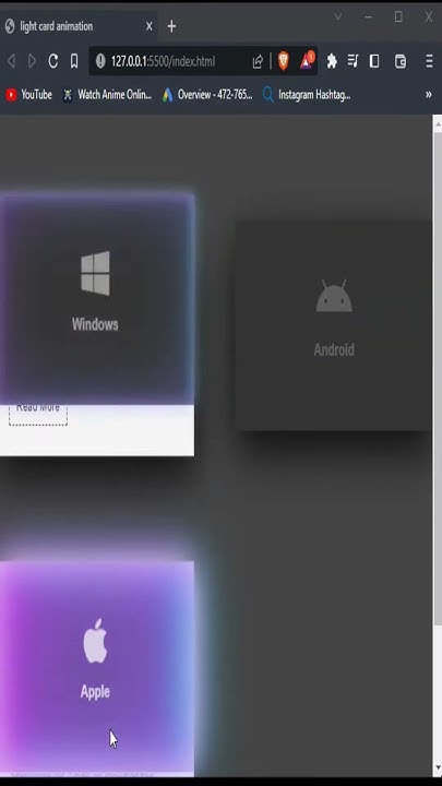 Outer Light Card Animation 😈😈 Html And Css Anand Kumar Webdesign