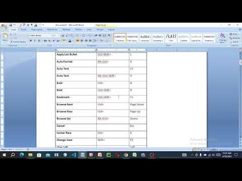 MS Word All Shortcut Command. Table Shortcut for MS Word - YouTube