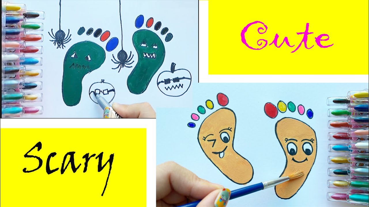 How To Draw A Cute And A Scary Feet For Halloween 🎨 CocoPoo #30 - YouTube