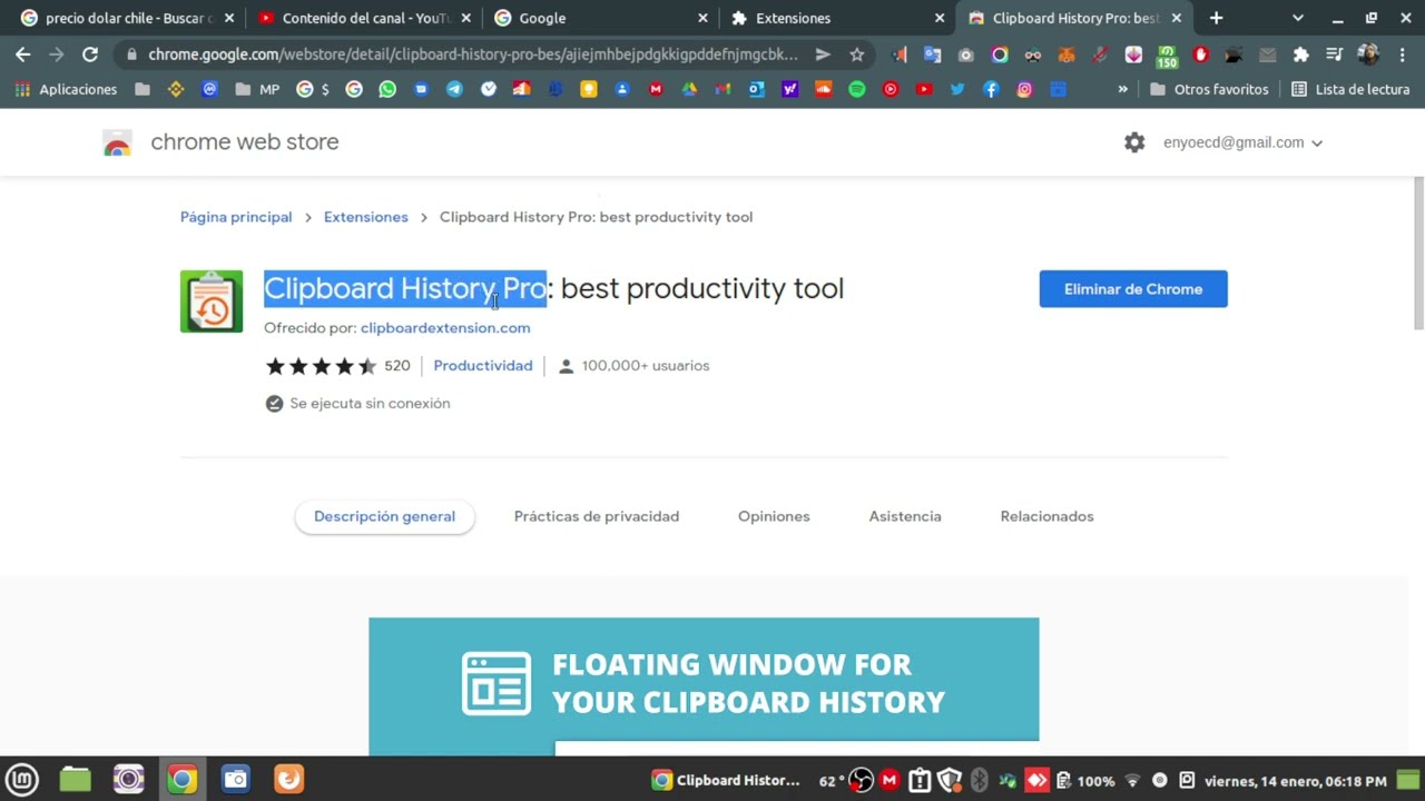 Extensión Portapapeles Clipboard History Pro para navegador Chrome ...