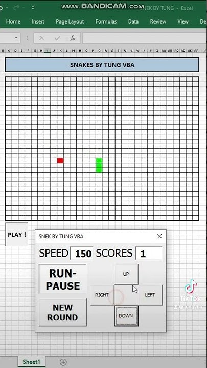 Snake Game on excel - YouTube