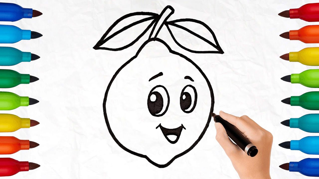 Lemon Drawing and Coloring for kids and toddlers | How to Draw a lemon ...