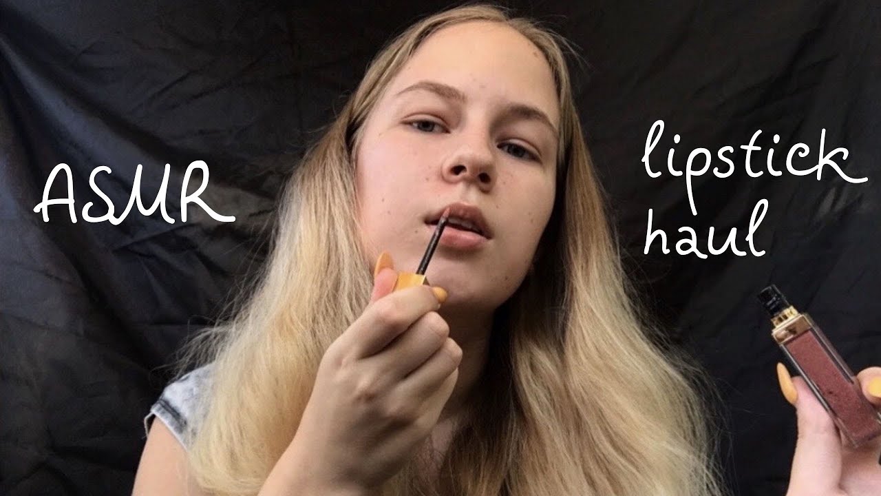 ASMR lipstick haul & try-on | lipstick application | mouth sounds - YouTube