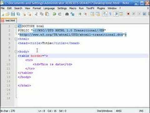 XHTML Tutorial - 9 - Intro to Tables - YouTube