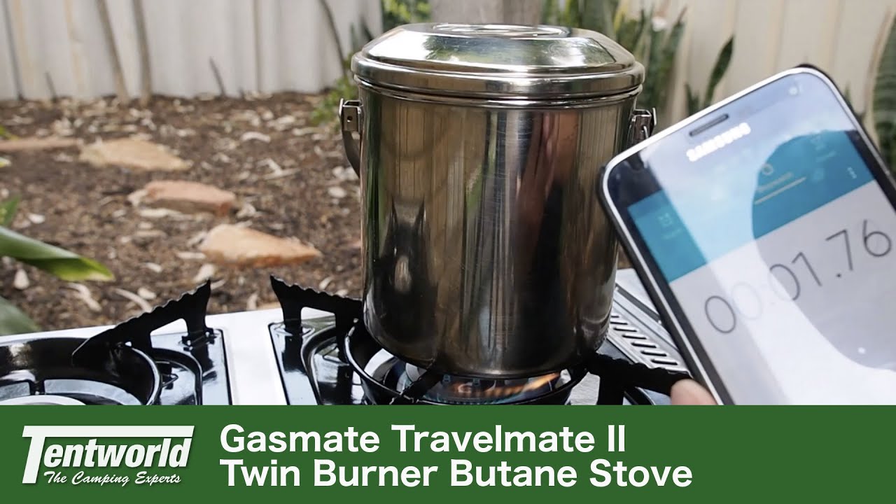 Gasmate Travelmate II Twin Burner Butane Stove with Hotplate Features ...