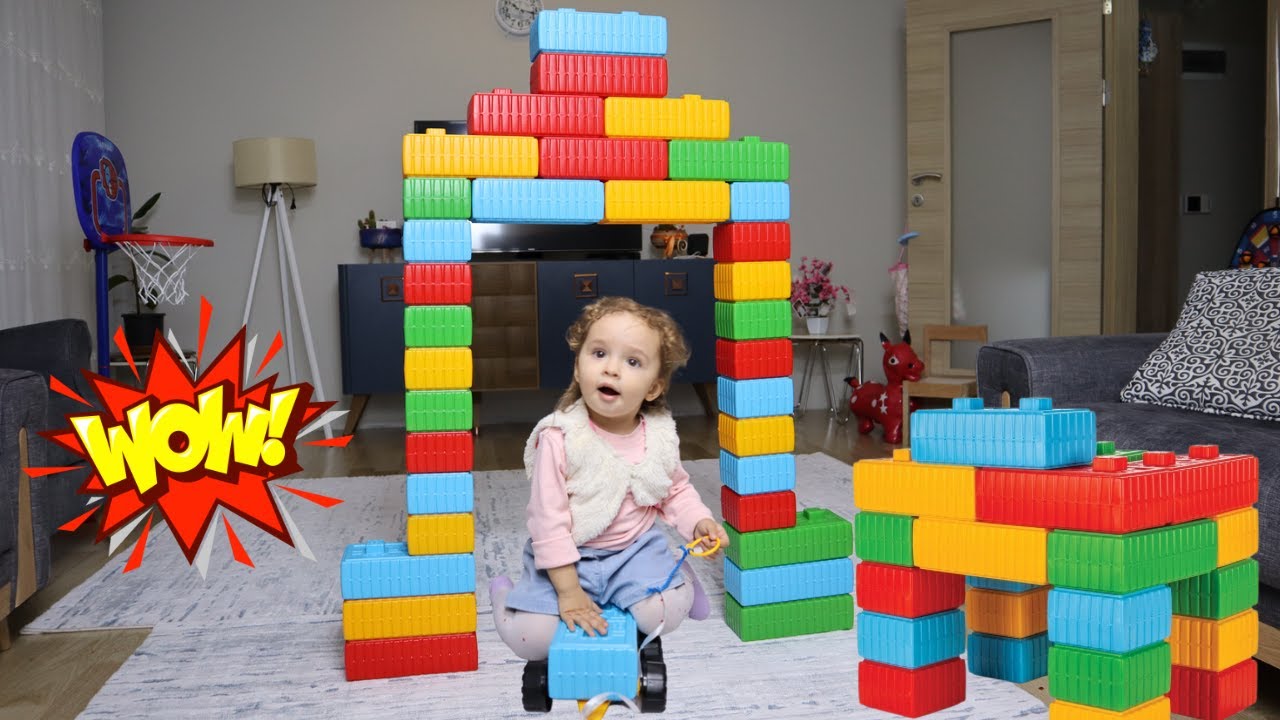 Mira's GIANT Color Toy Building Blocks Bridge. Mira Plays With Fun ...