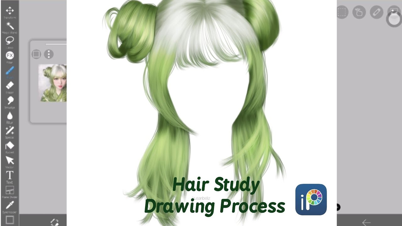 How I draw hair| Drawing process| #digitalart #art - YouTube