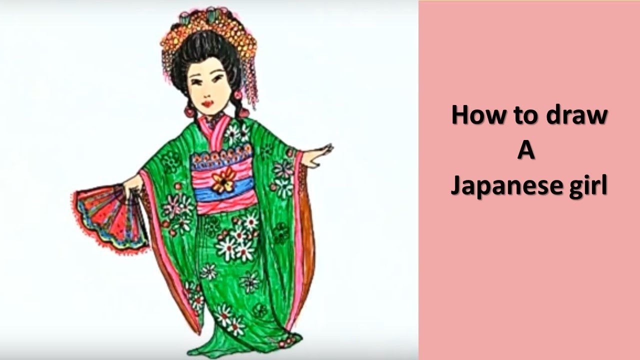 Japanese children drawing | How to draw a Japanese girl| Japanese girl ...