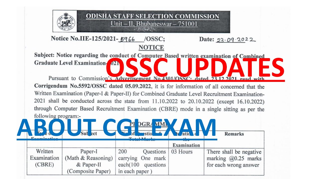 OSSC CGL Important Updates @VIDWANCOMPETITION - YouTube