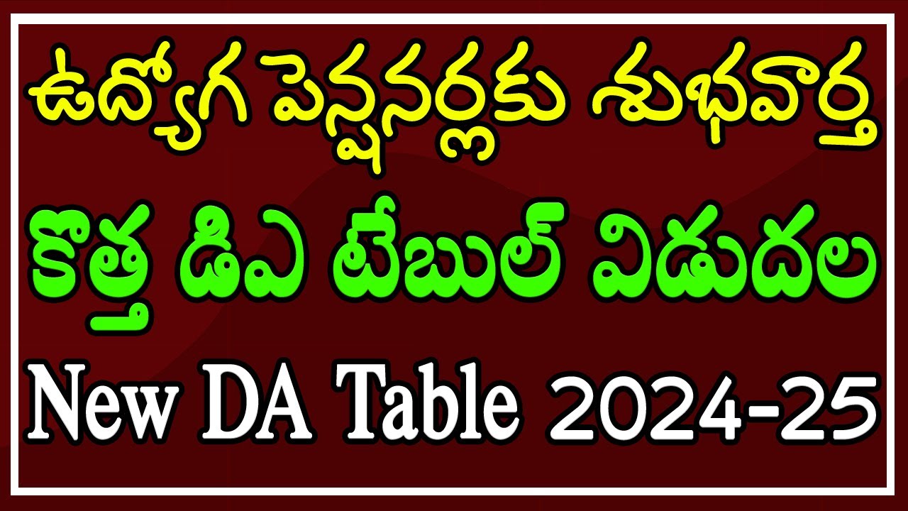 ఏపీ ఉద్యోగ & పెన్షనర్లకు శుభవార్త.. కొత్త డిఎ టేబుల్ విడుదల.. New DA/DR ...