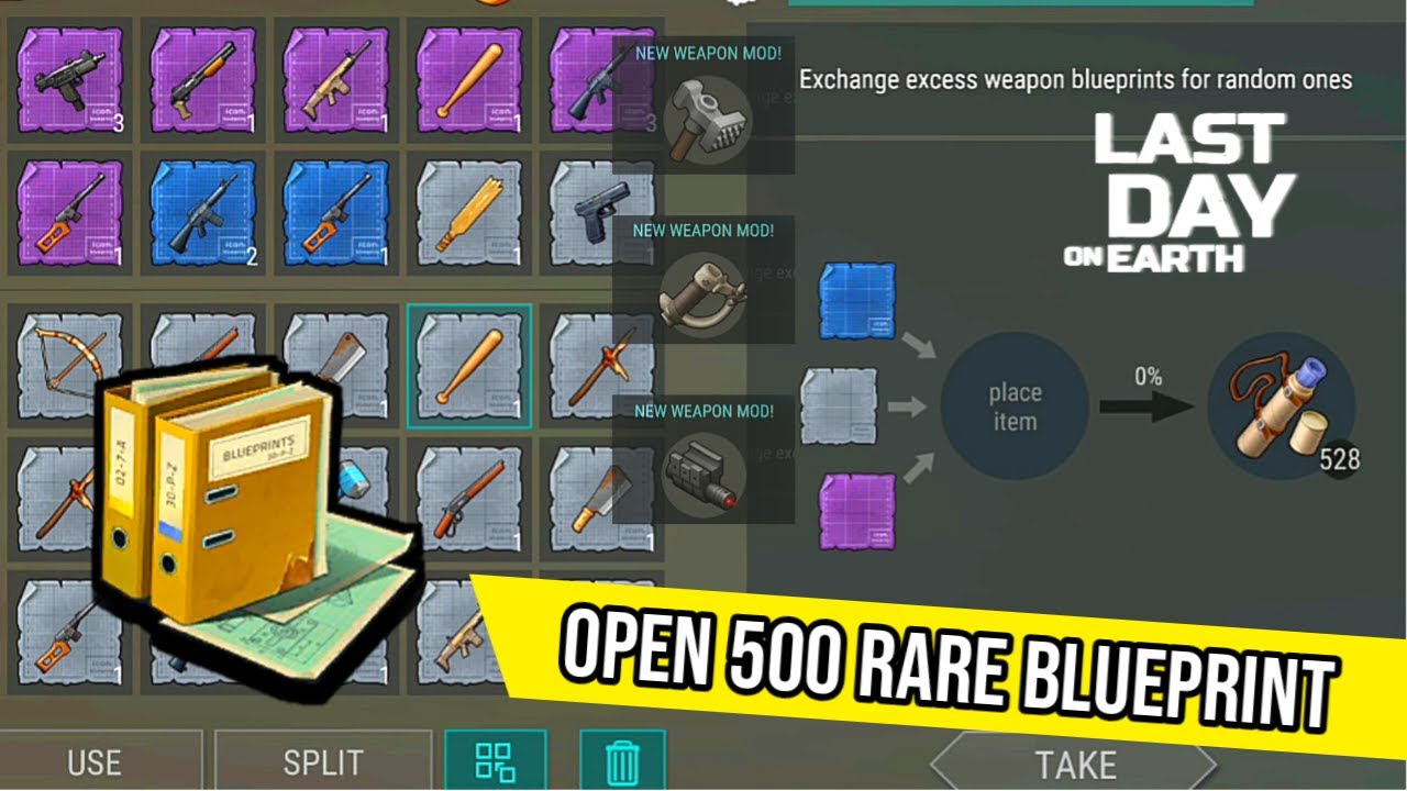 Unlock 500 Rare Blueprints Guns and Melee Weapons | Last Day On Earth ...