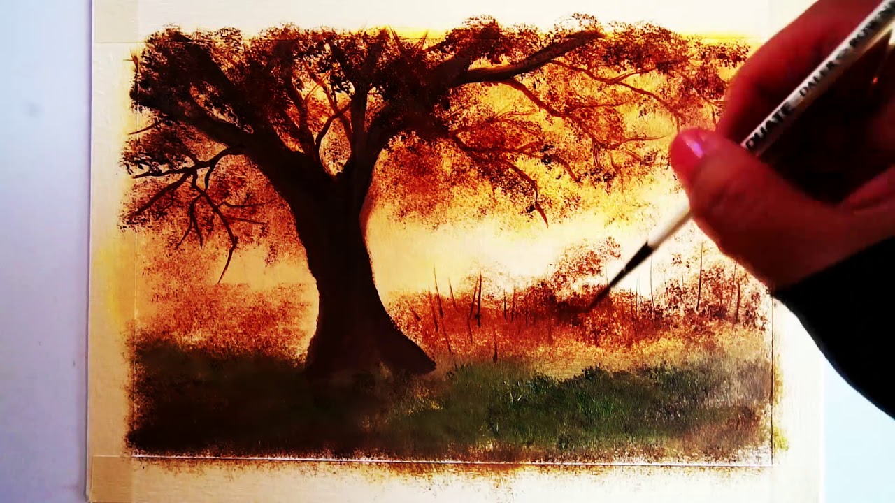 Autumn Landscape Art Oil Painting_Trees Painting_Art Therapy_Easy ...