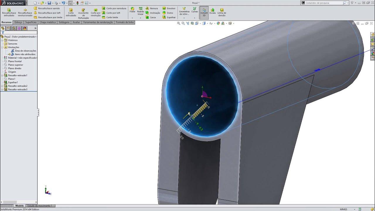 Aprenda a Criar peças usando Instant 3D no SolidWorks 2014 - YouTube