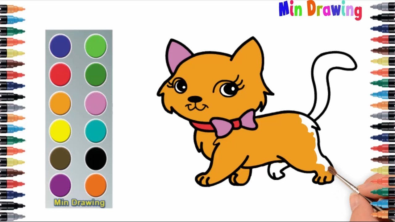 How to draw a cat | coloring pages for kids | Min Drawing - YouTube
