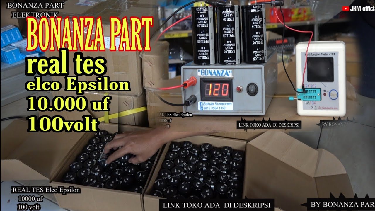 real tes CAPASITY elco Epsilon 10000uf 100v by BONANZA PART - YouTube