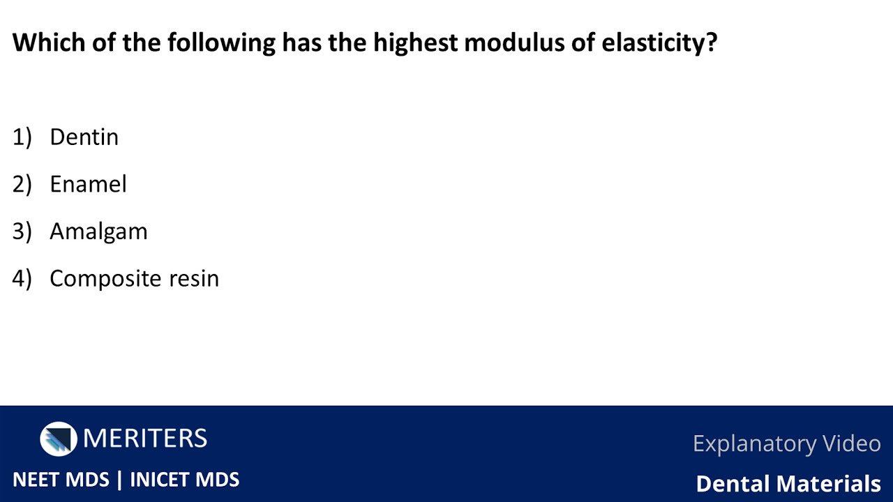NEET MDS | INICET - Dental Materials | Explanatory Video | MERITERS ...