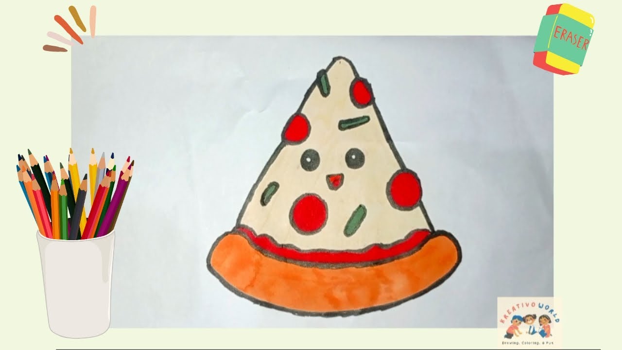How to draw Pizza | Easy way to draw for kids - YouTube