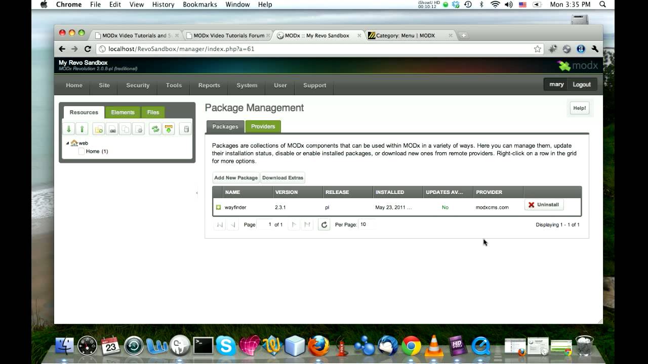 MODx Revolution Basics - Two Ways to Install Extras/Packages - YouTube
