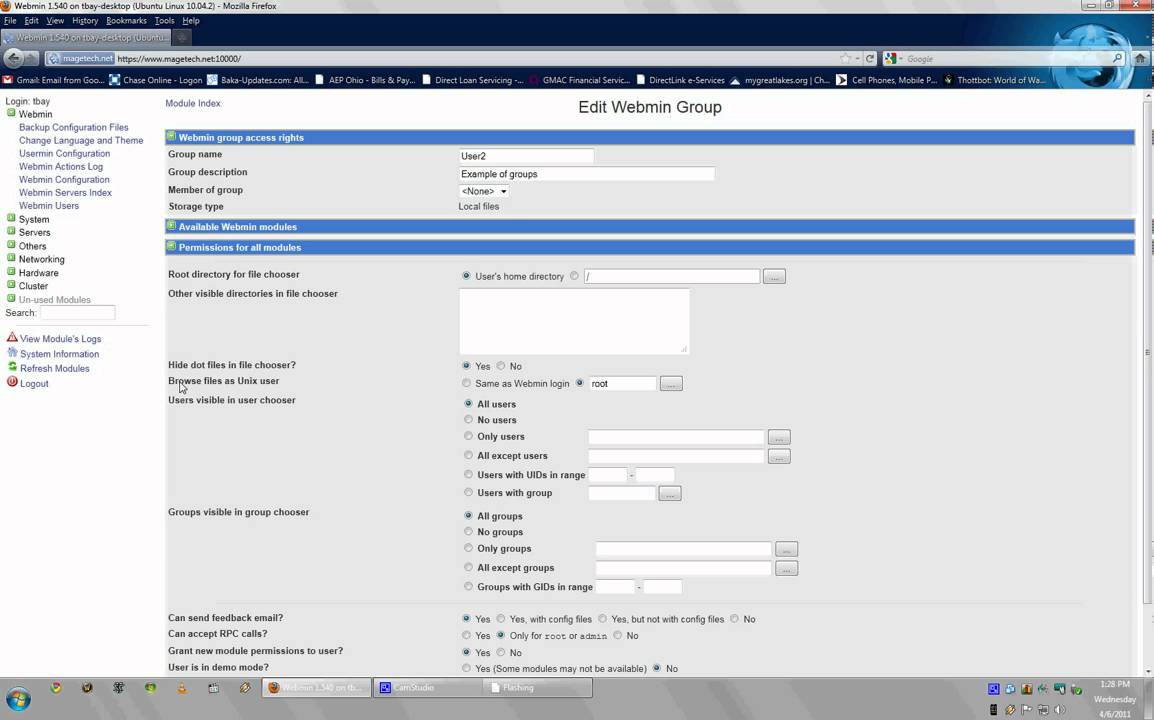How To Setup User Groups via Webmin: - YouTube