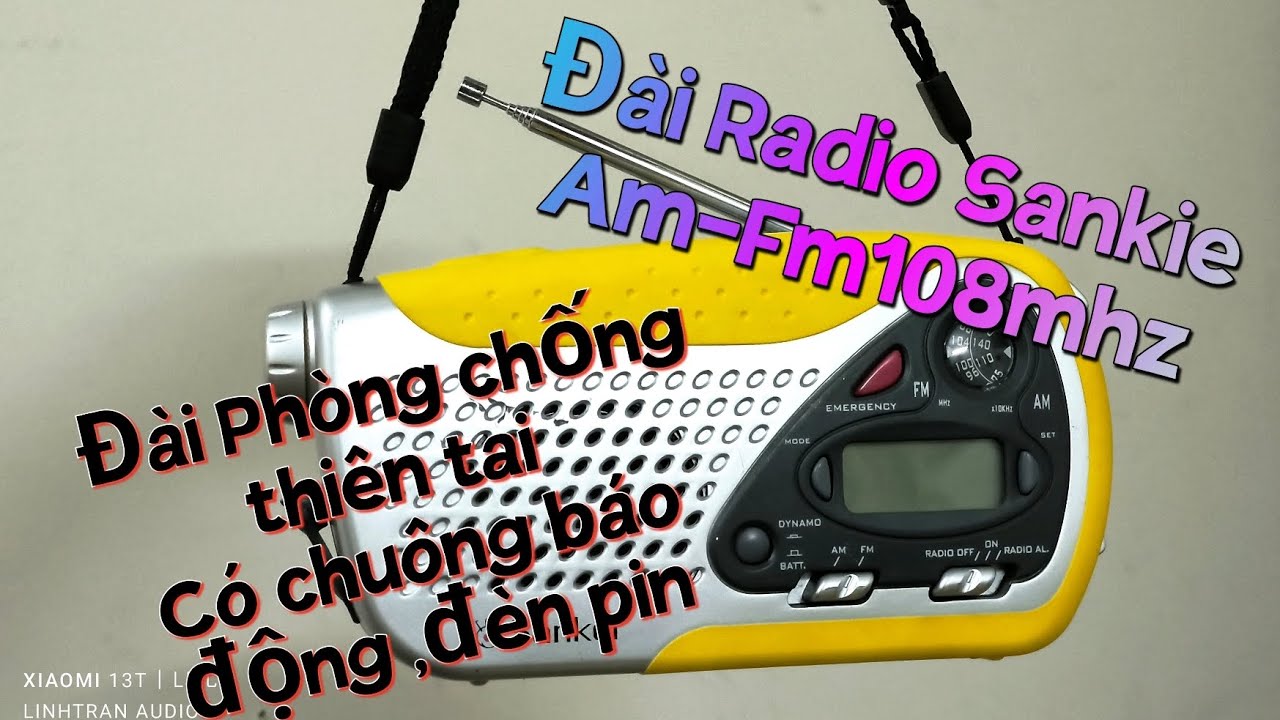 Đài Radio SANKEI Nhật- Radio Fm108- Đèn Pin-Sạc pin quay tay, pin gắn ...