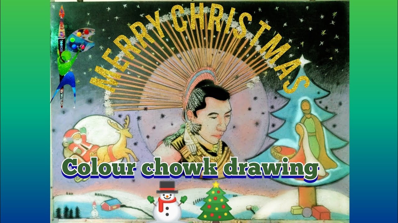 Merry Christmas ⛄🎄 all of you colour chowk drawing #CHITRANKAN 🖌️🎨 ...
