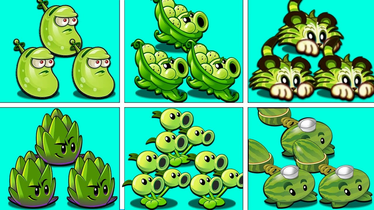 Random 6 Green Plants - Who Will Win? - PvZ 2 Team Plant Vs Team Plant ...