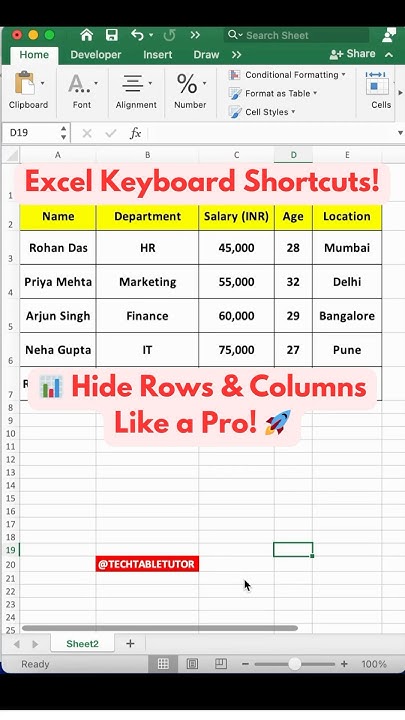 How to Hide Rows & Columns in Excel using Shortcuts! 🔥 #excel # ...