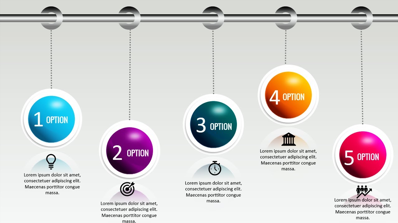 Colorful Hanging Options Infographic Slide in PowerPoint. Tutorial No ...