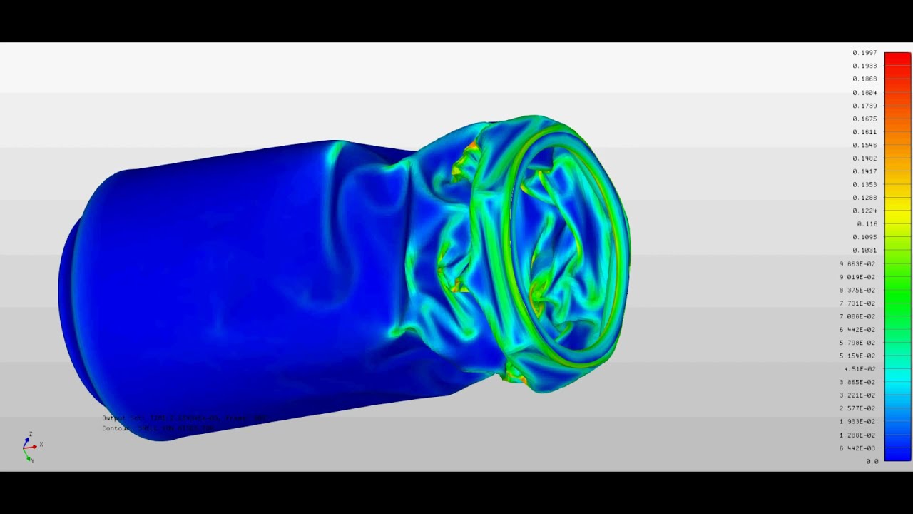 Top load Can Crush Simulation - Inventor Nastran Explicit Dynamics FEA ...