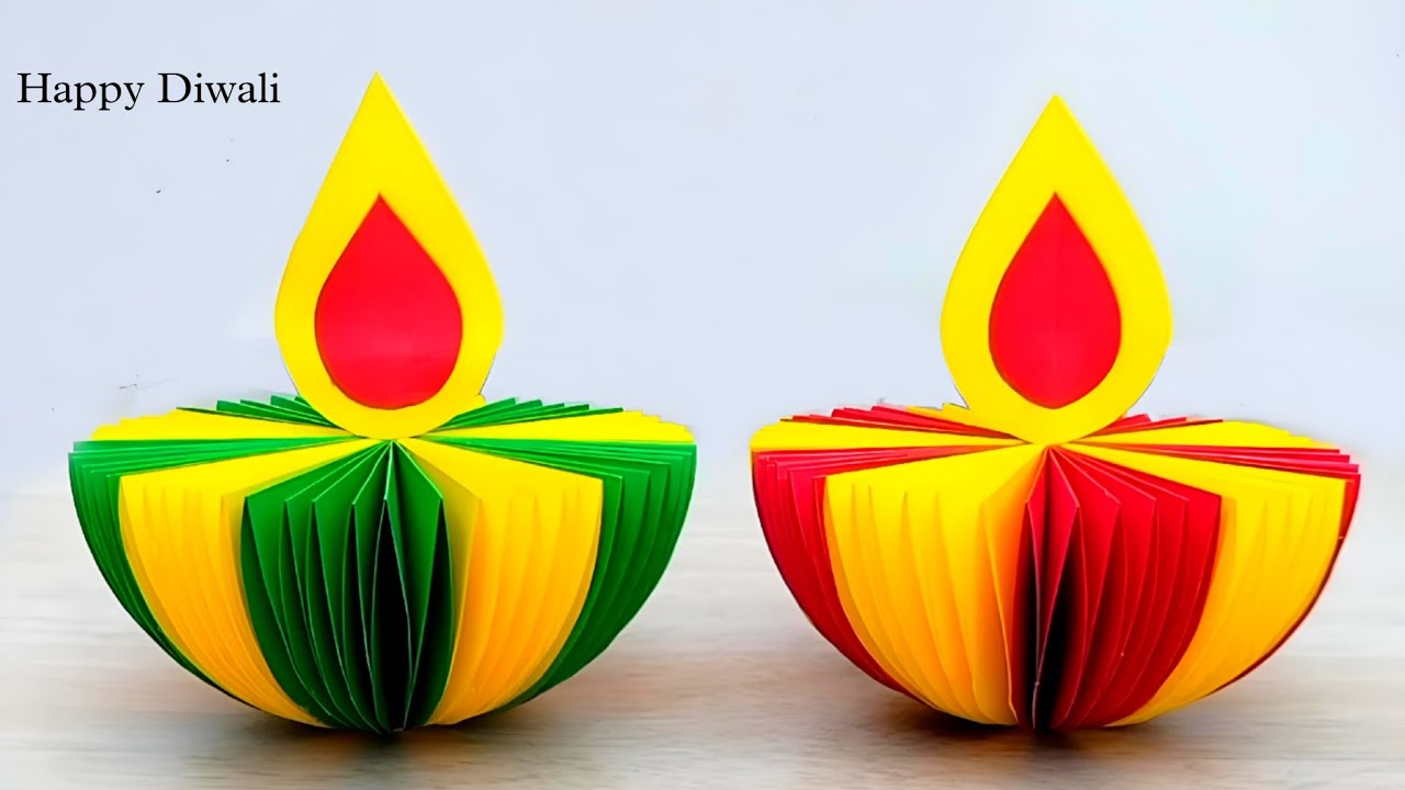 Beautiful Diya making with paper || Diya decoration || Diwali ...