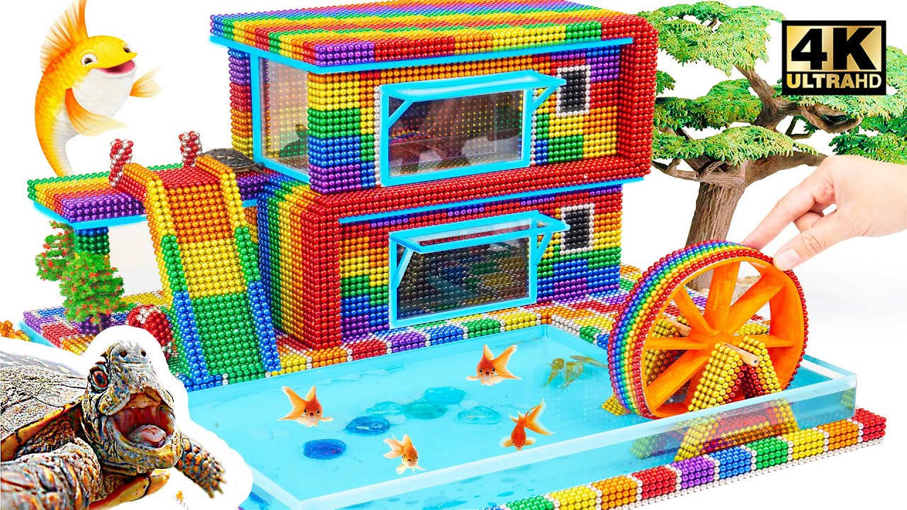 DIY - Build Waterwheel House Mega Fish Pond for Pet From Magnetic Balls ...