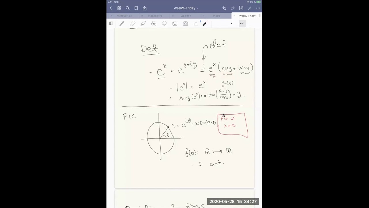 Lecture Week 9 Friday Part 2 Complex Exponentials Youtube