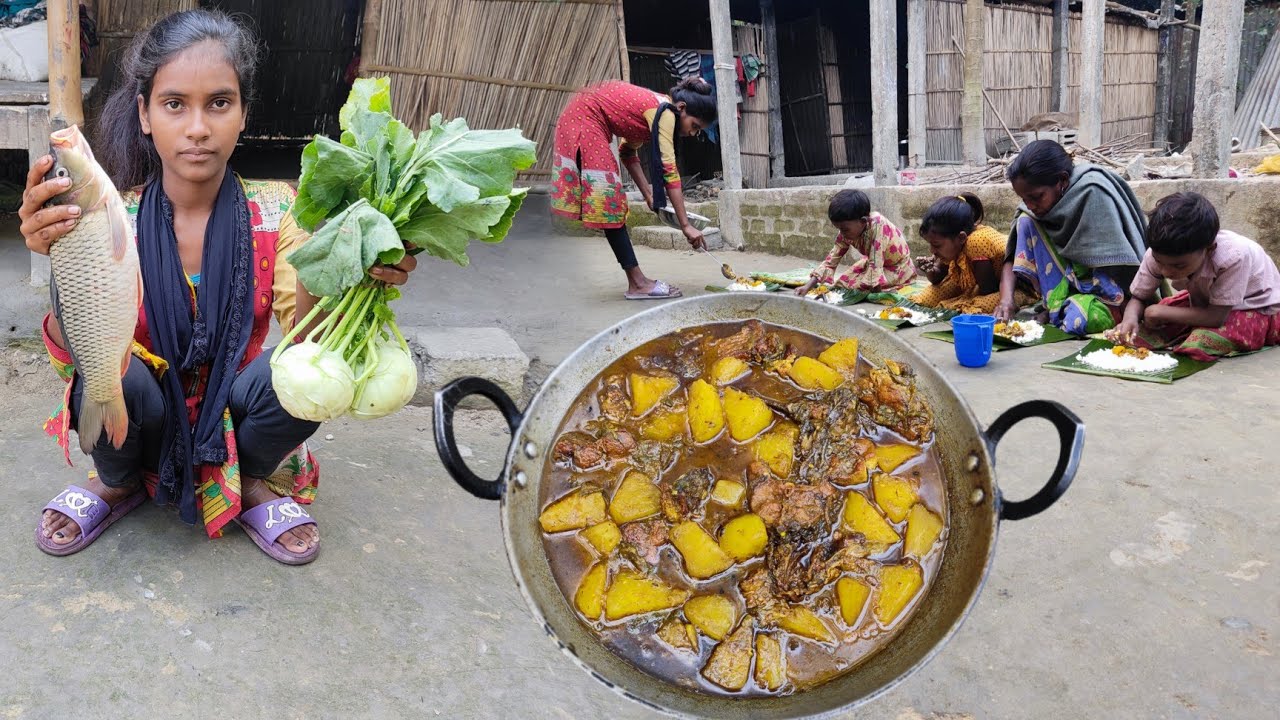 How this VERY POOR TRIBE FAMILY cooking & eating AMERICAN rui fish ...