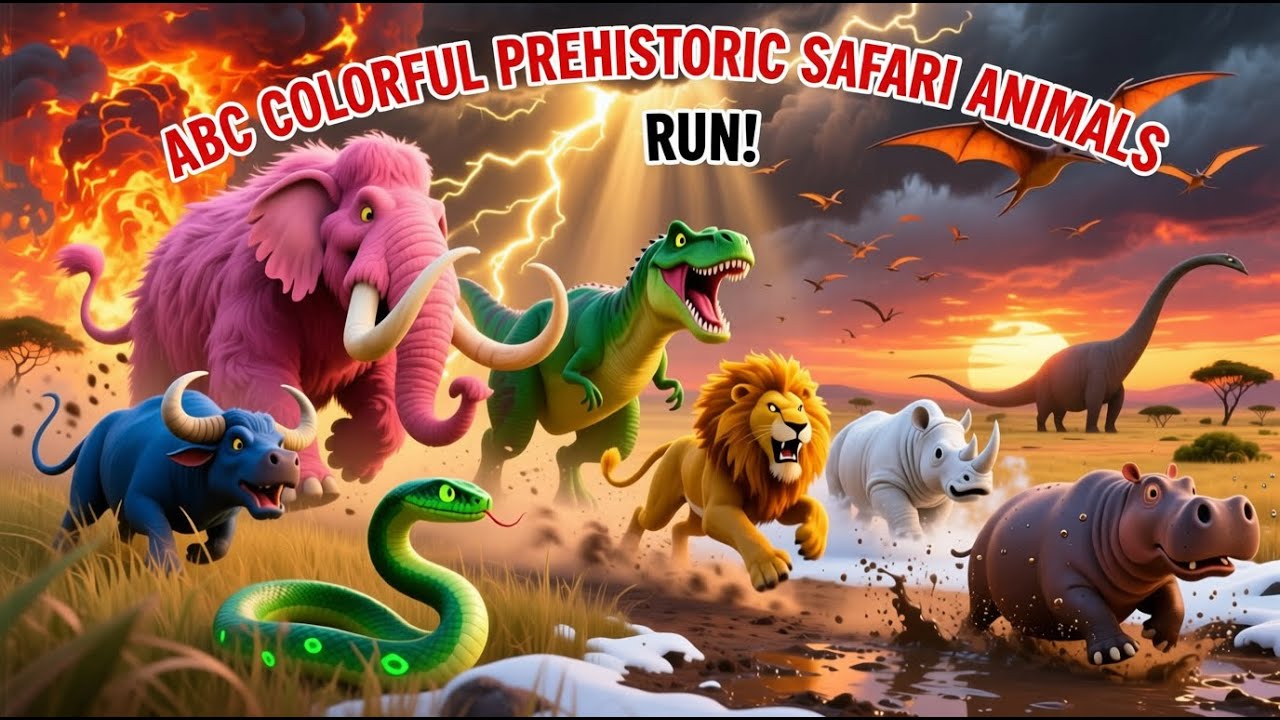 ABC Prehistoric COLORFUL Safari Animals Song 1115 | ABC Song For Kids ...