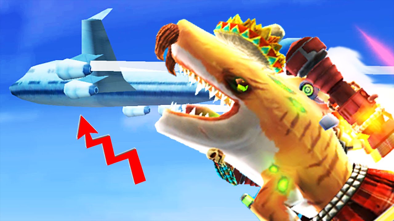 Hungry Shark World - Giant Shark Fly Over Airplane Super Jetpack! - YouTube