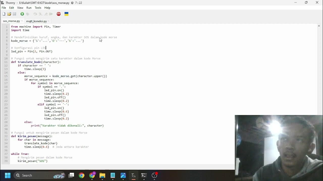 Sinyal SOS menggunakan LED BUILTIN Arduino ESP32 | Kodingan Thinny IDE MicroPython - YouTube