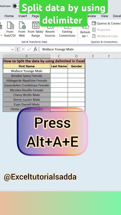How to split the data in Microsoft Excel by using delimiter #exceltricks #exceltips #excelshorts ...