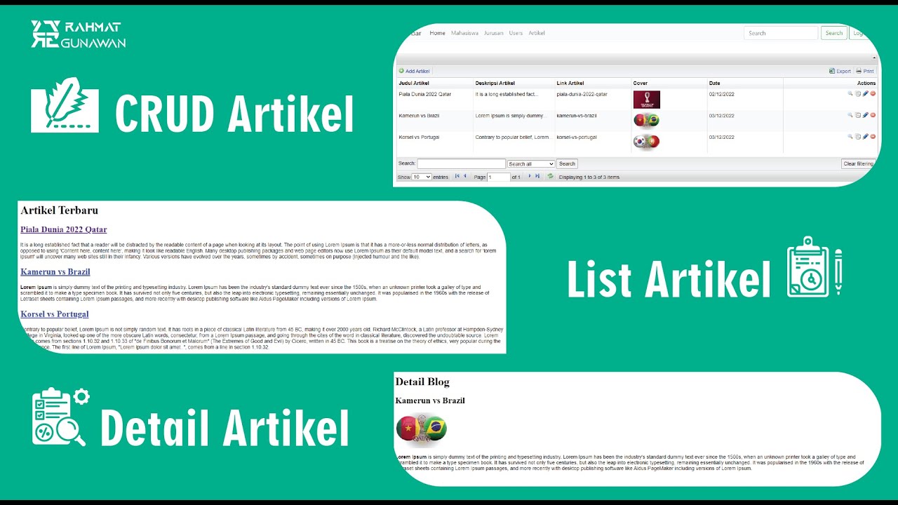 Front End Web Artikel | CRUD Artikel | Helper url | Codeigniter Grocery CRUD - YouTube