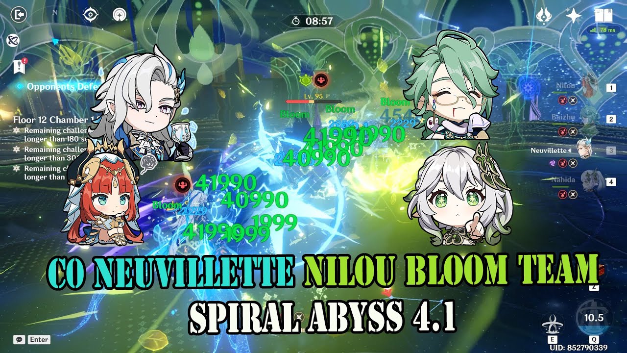 C0 NEUVILLETTE NILOU BLOOM TEAM - BOT HALF [SPIRAL ABYSS 4.1] - YouTube